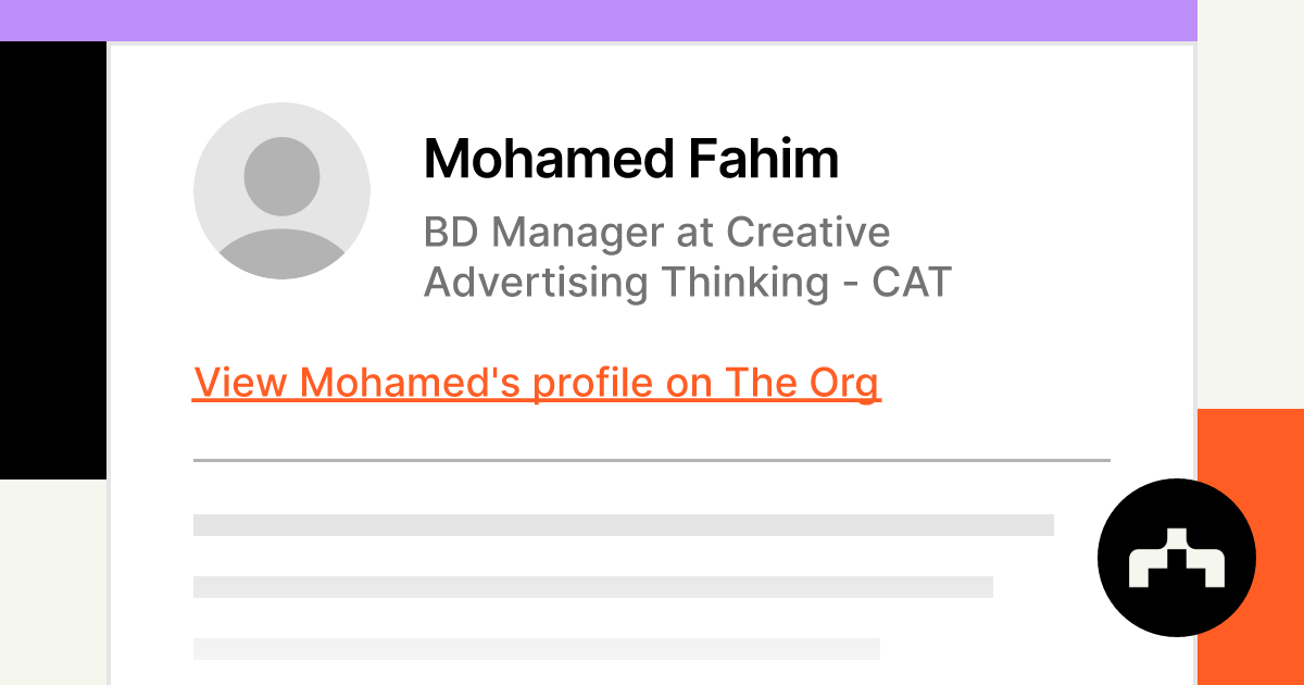Mohamed Fahim - BD Manager at Creative Advertising Thinking - CAT | The Org