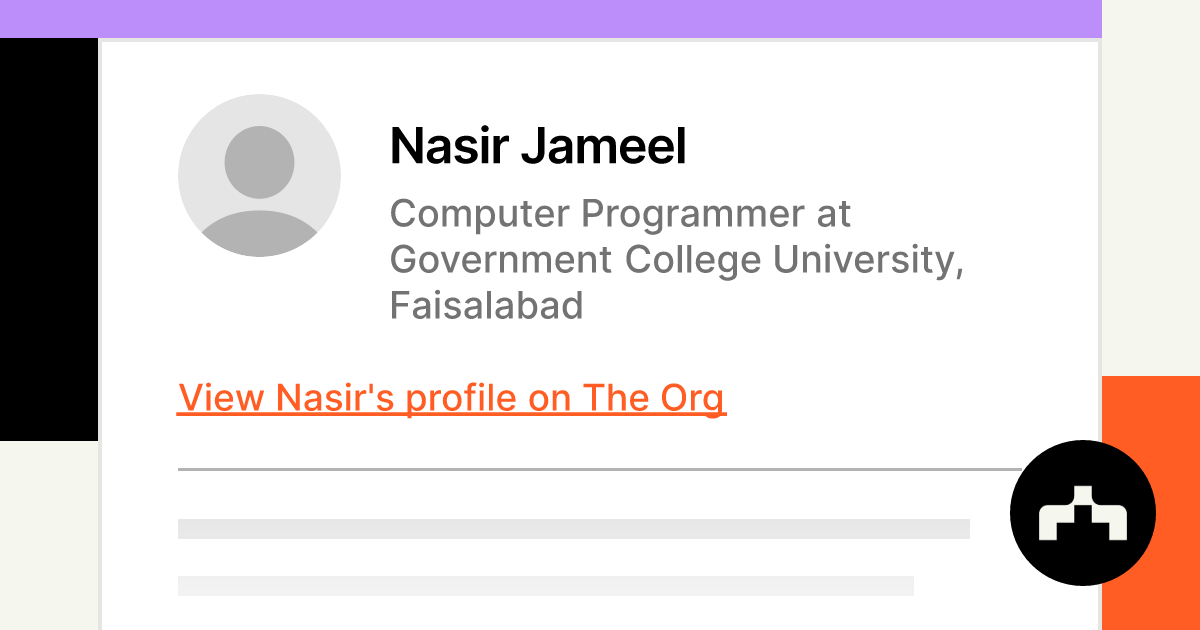 Nasir Jameel - Computer Programmer at Government College University, Faisalabad | The Org