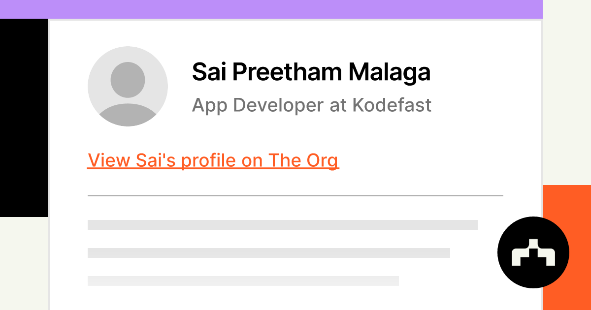 Sai Preetham Malaga - App Developer at Kodefast | The Org