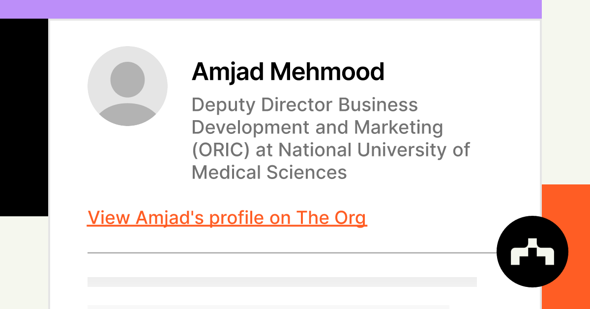 Amjad Mehmood - Deputy Director Business Development and Marketing (ORIC) at National University ...