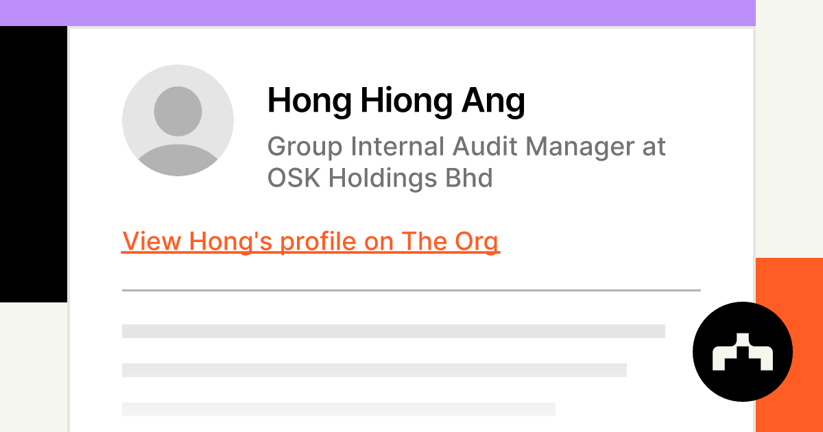Hong Hiong Ang - Group Internal Audit Manager at OSK Holdings Bhd | The Org